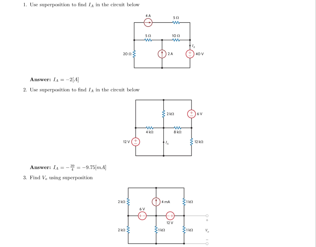 Solved 1. Use superposition to find IA in the circuit below | Chegg.com