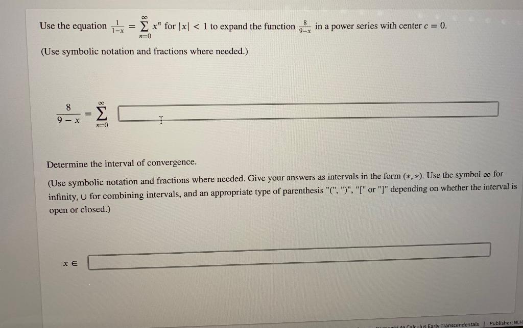 Solved Use the equation 1−x1=∑n=0∞xn for ∣x∣