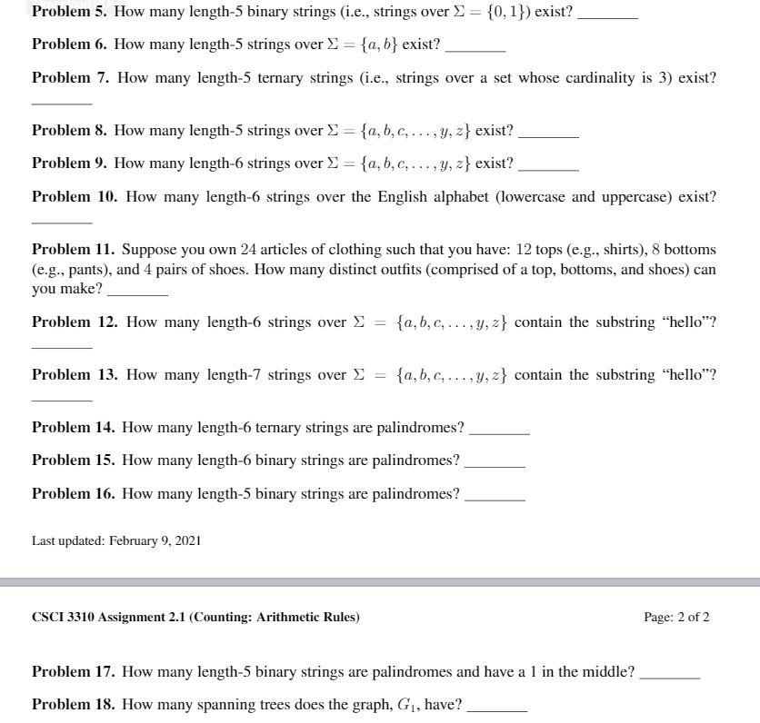 Solved Problem 5. How many length-5 binary strings (i.e., | Chegg.com