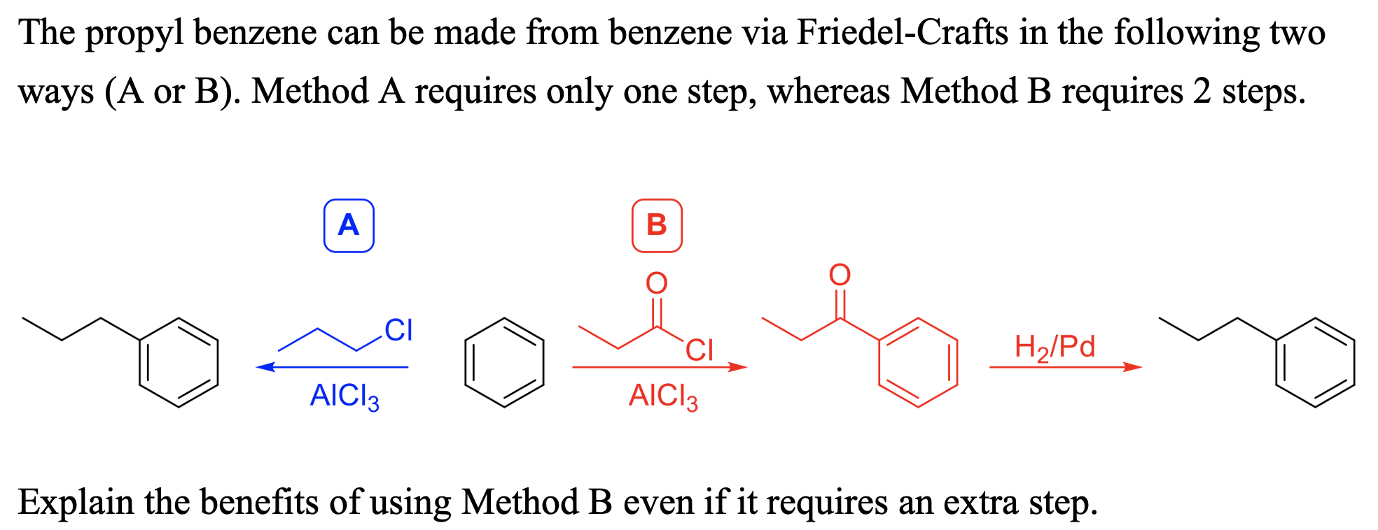 Solved The propyl benzene can be made from benzene via | Chegg.com