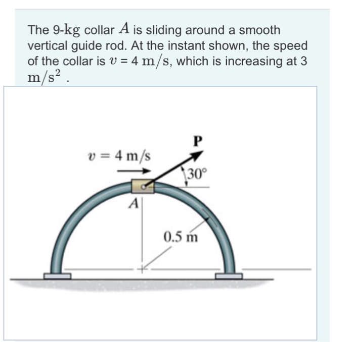 Solved The 9-kg collar A is sliding around a smooth vertical | Chegg.com