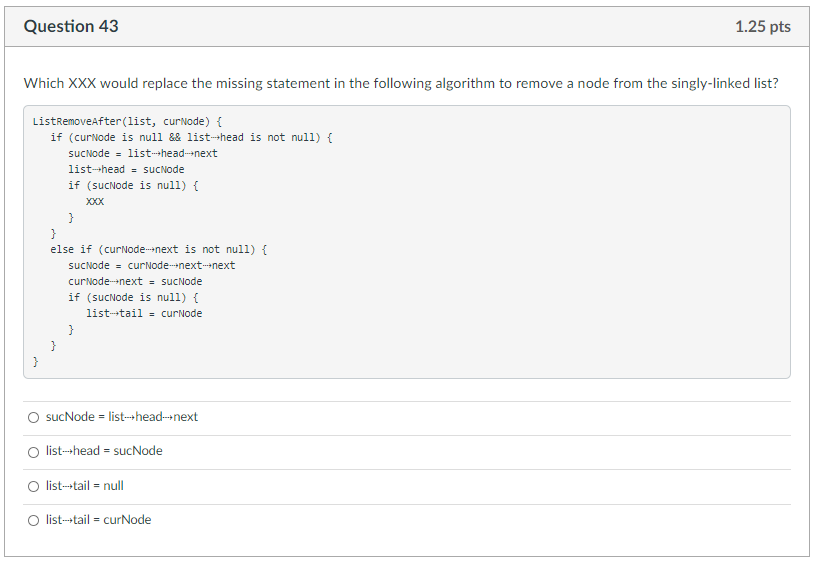 Solved Question 39 125 Pts If A Stack Is Implemented As A 