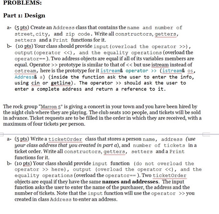 Solved PROBLEMS: Part 1: Design a- (5 pts) Create an Address | Chegg.com