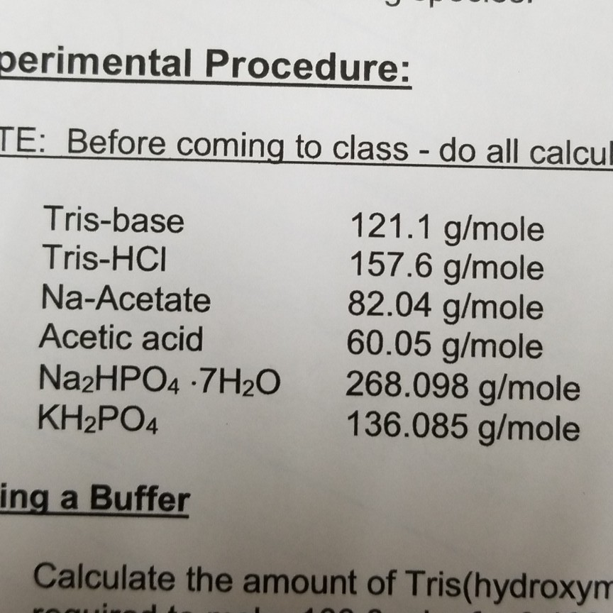 Solved 7. Weigh out accurately enough Tris-base to make | Chegg.com