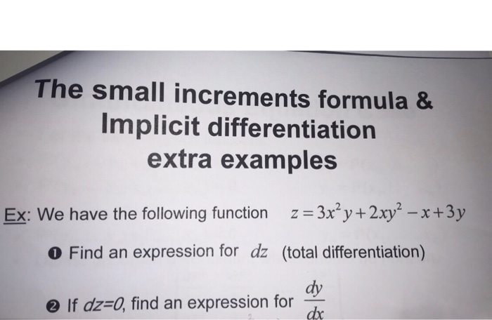 Solved The small increments formula 8 Implicit | Chegg.com