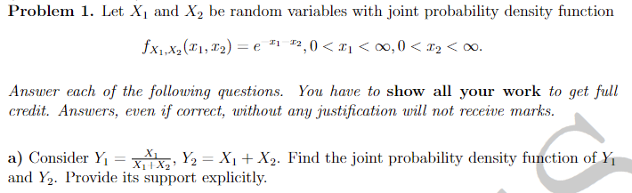Solved fX1,X2(x1,x2)=e−x1−x2,0 | Chegg.com