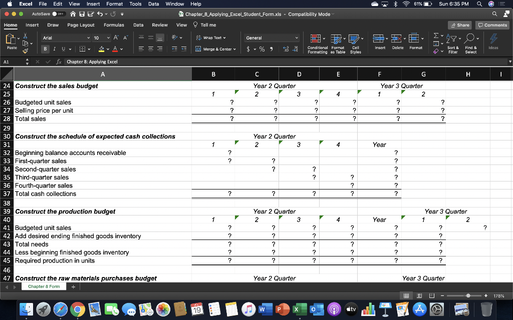 Solved Required information Chapter 8: Applying Excel | Chegg.com