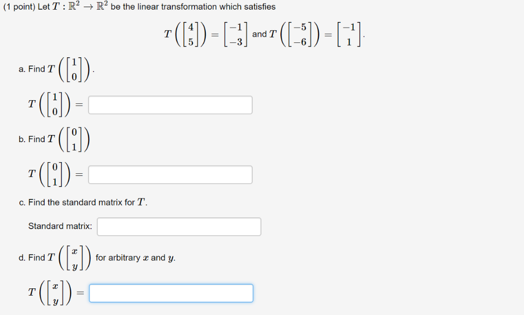 Solved Let T R2→r2 Be The Linear Transformation Which