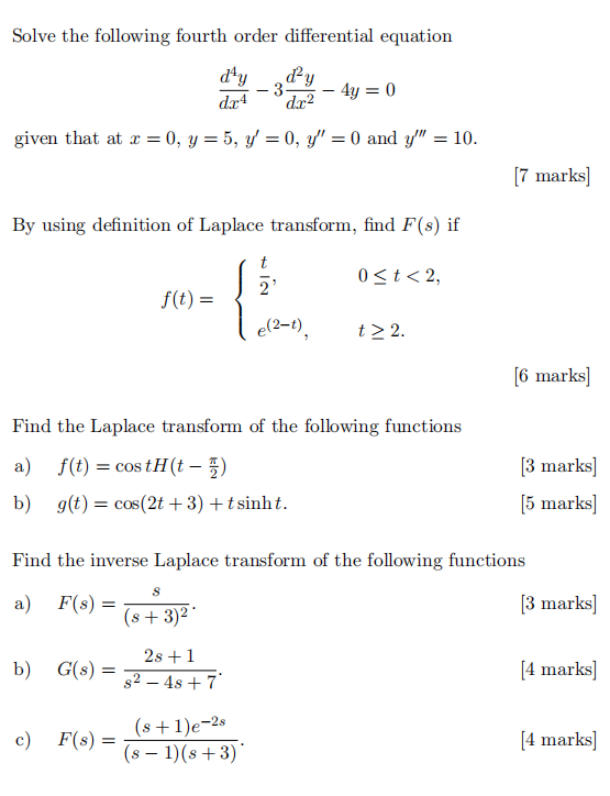 Solved Solve the following fourth order differential | Chegg.com