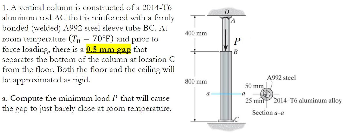 Solved D 400 mm 1. A vertical column is constructed of a | Chegg.com