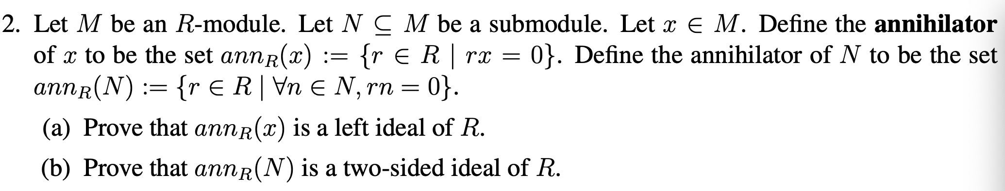 Solved Let M be an R-module. Let N⊆M be a submodule. Let | Chegg.com Solved Let M be an R-module. Let N⊆M be a submodule. Let | Chegg.com