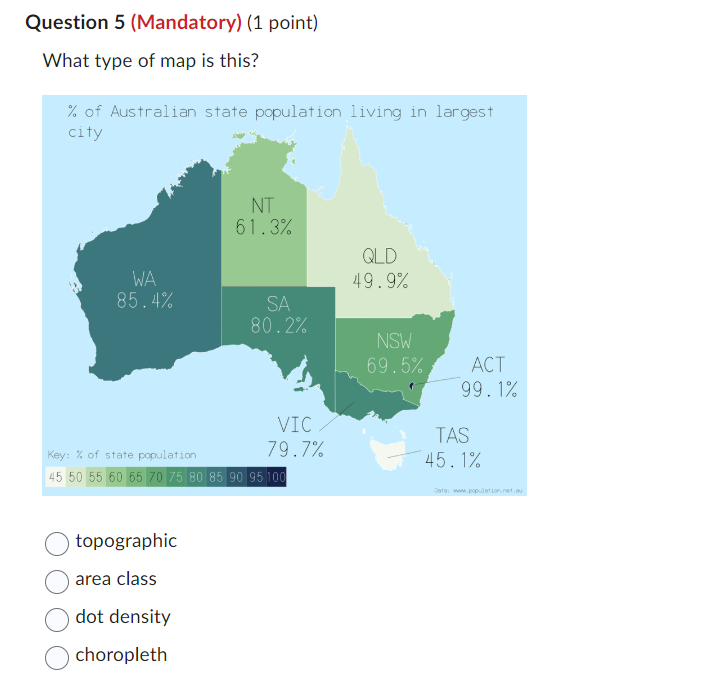 Solved What type of map is this? topographic area class dot | Chegg.com