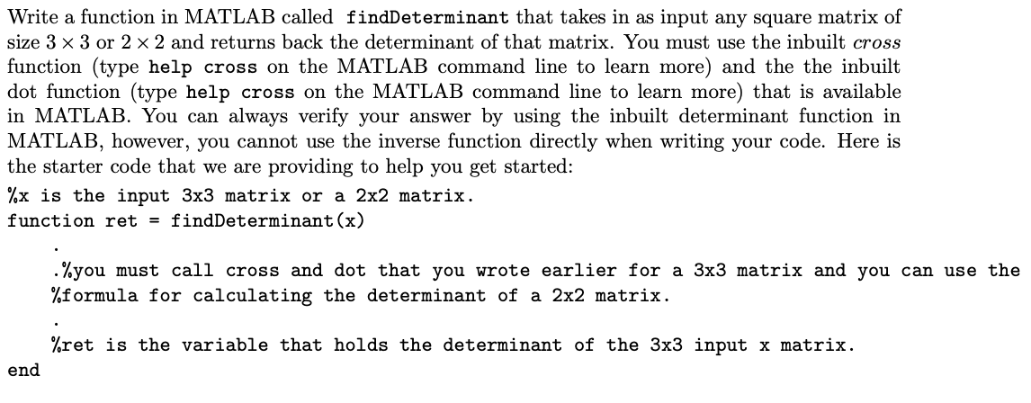 Solved how to use the inbuilt cross and dot function to | Chegg.com