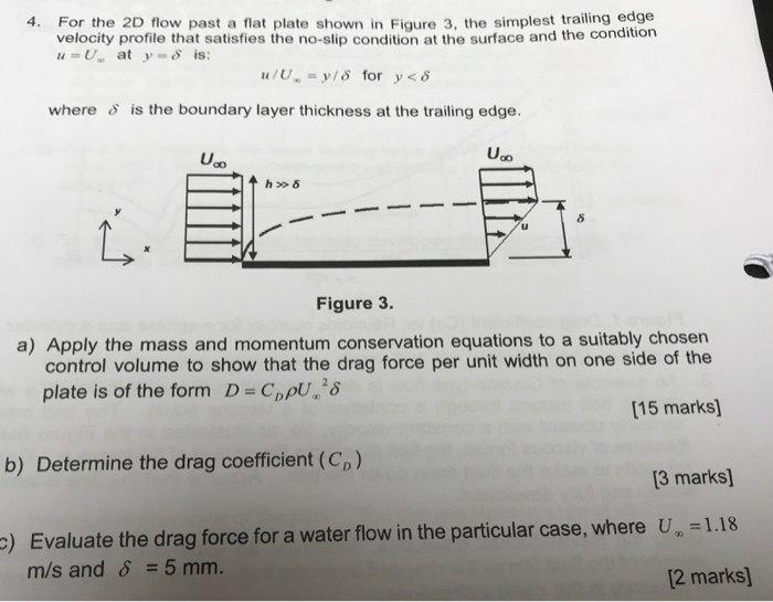 Solved 4. For the 2D flow past a flat plate shown in Figure | Chegg.com