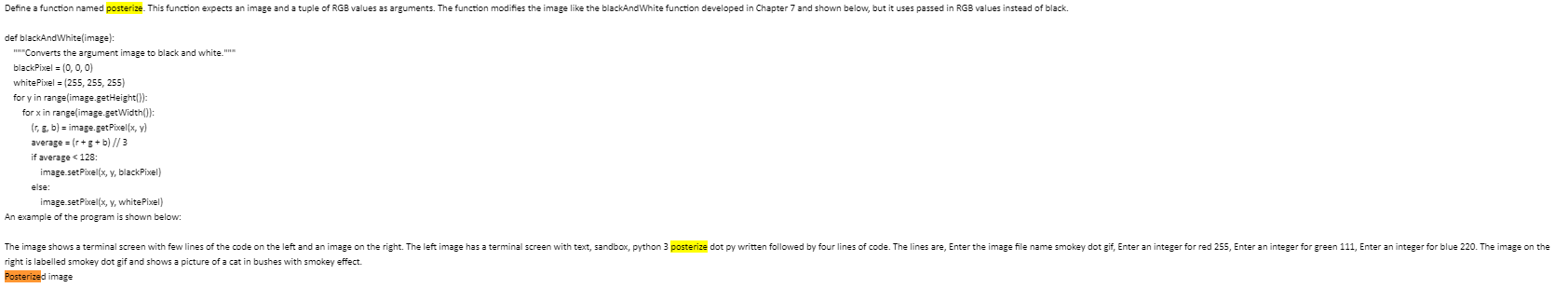 Solved Define A Function Named Posterize This Function 8285