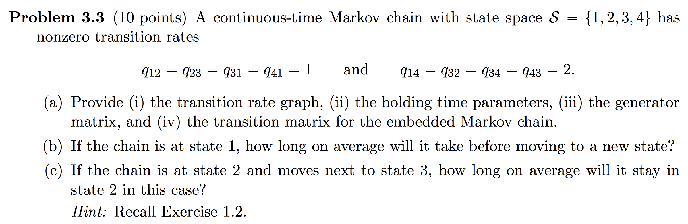 = Problem 3.3 (10 points) A continuous-time Markov | Chegg.com