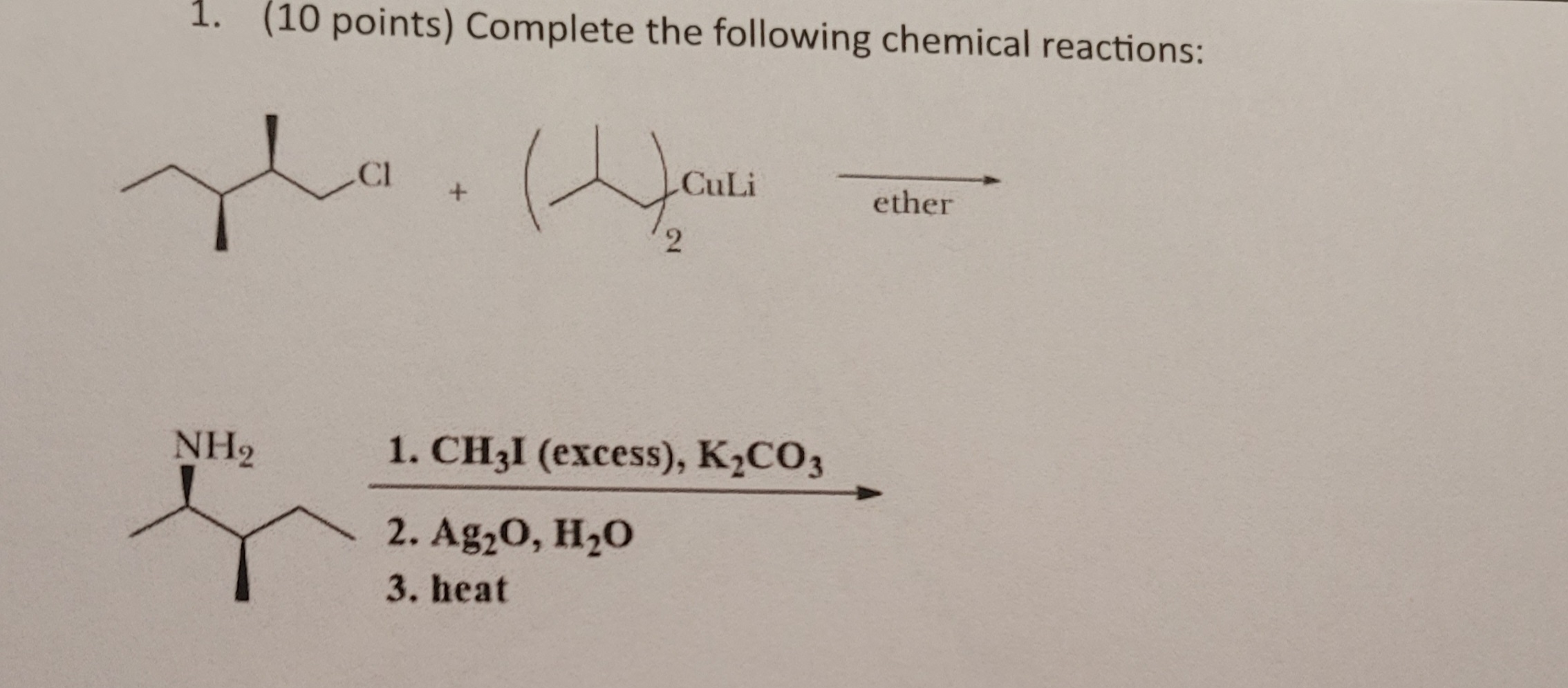Solved 1. (10 points) Complete the following chemical | Chegg.com