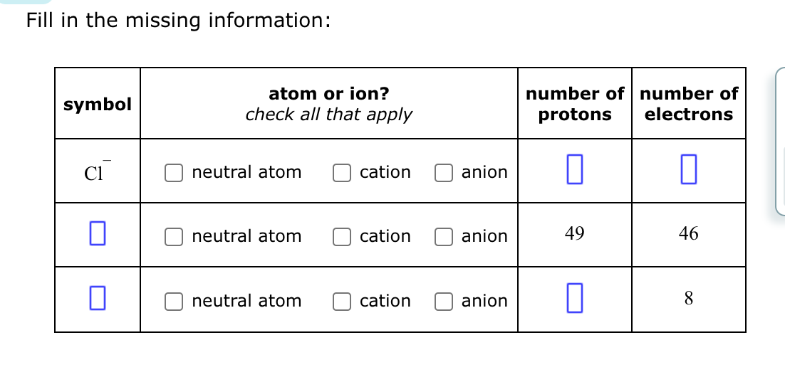 Solved Fill in the missing information: | Chegg.com