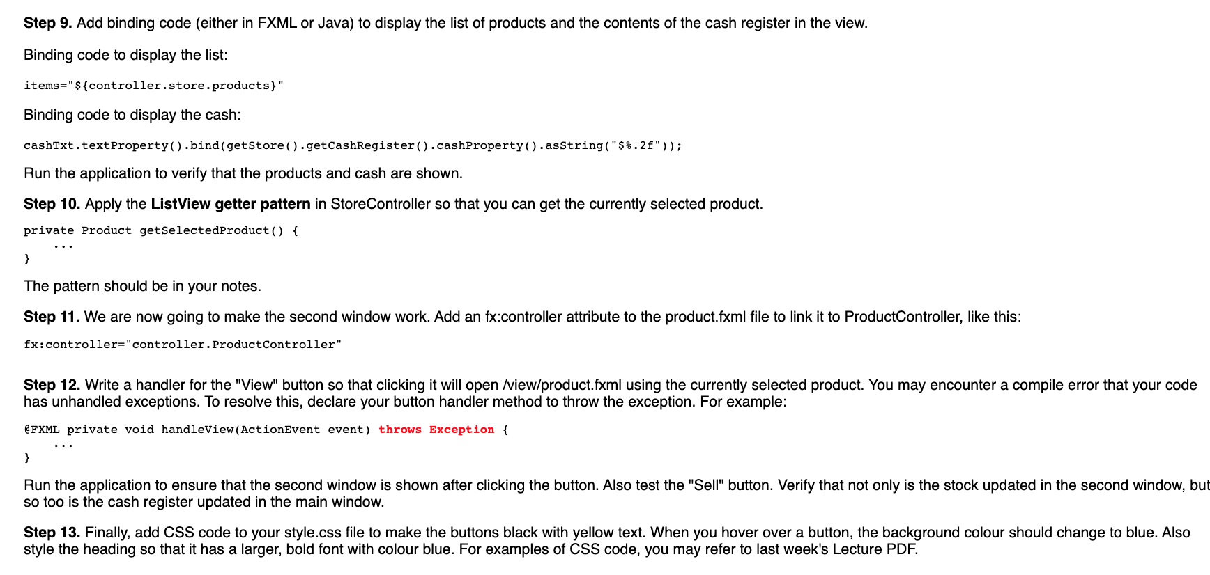 Solved Main class: Store Application Please try to finish | Chegg.com