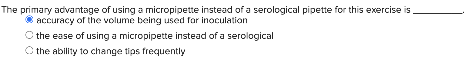 Solved The primary advantage of using a micropipette instead | Chegg.com