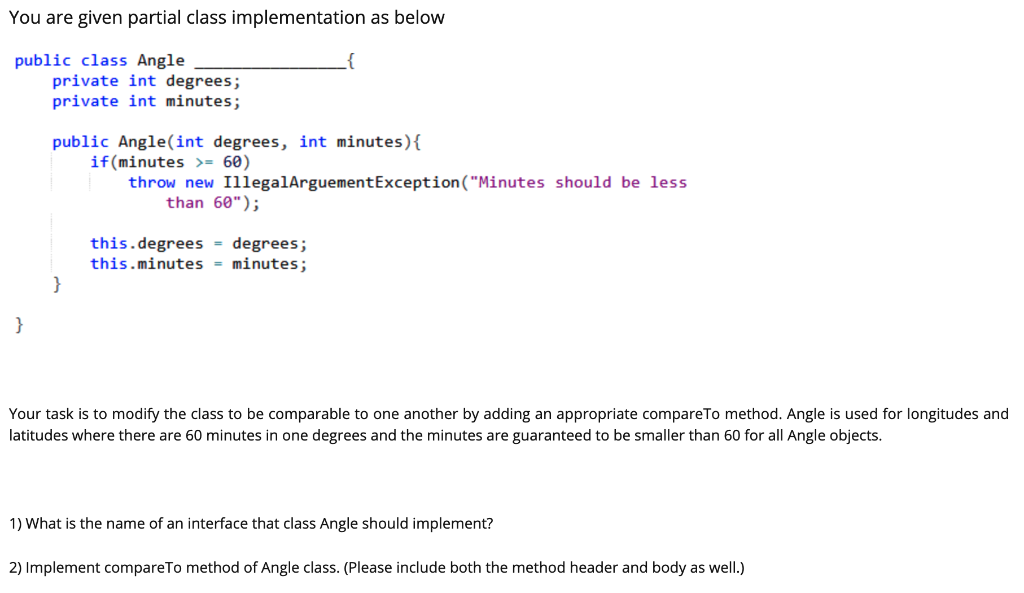 Solved You Are Given Partial Class Implementation As Below 8871
