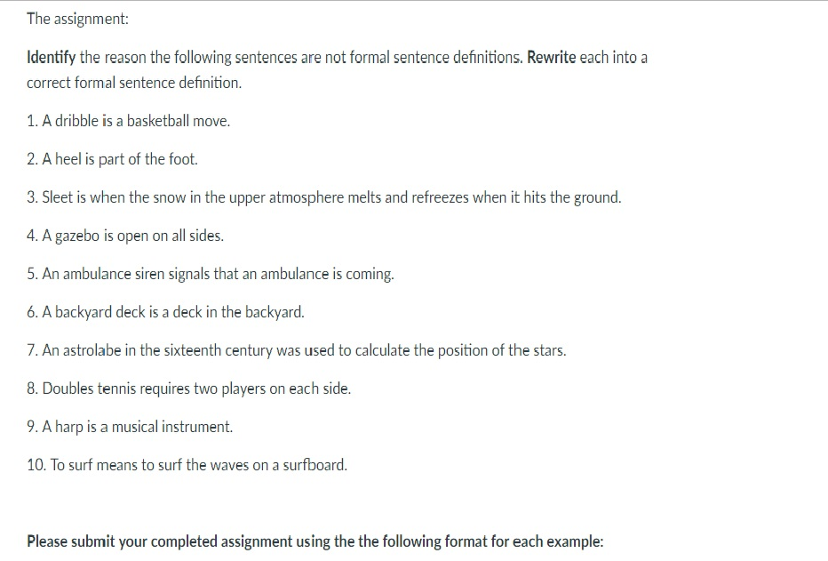 The assignment: Identify the reason the following | Chegg.com