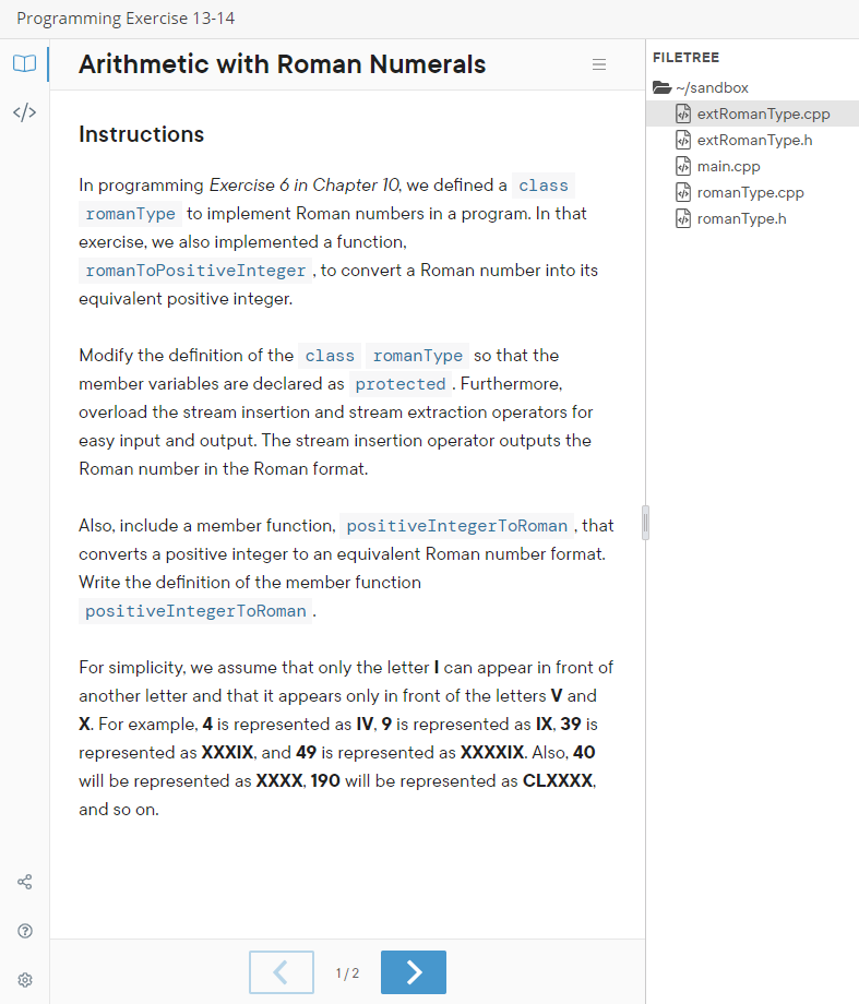 Solved Programming Exercise 13-14 0 Arithmetic with Roman | Chegg.com