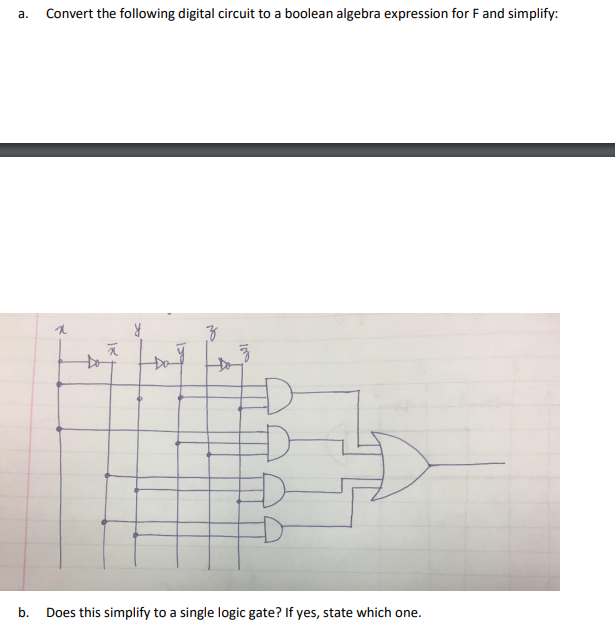 Solved Convert the following digital circuit to a boolean | Chegg.com