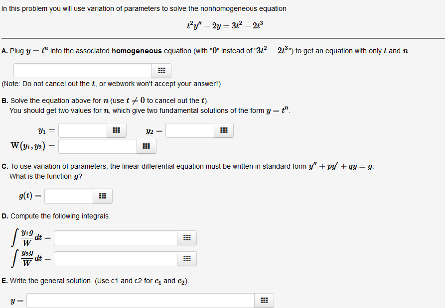 Solved In this problem you will use variation of parameters | Chegg.com