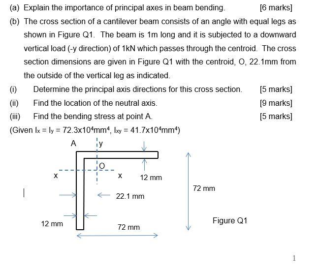 Solved (a) Explain the importance of principal axes in beam | Chegg.com