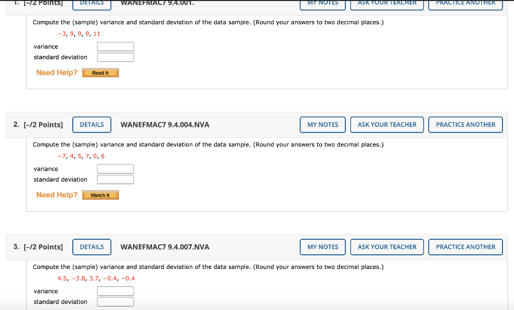 Solved 1. F12 Points) DETAILS WANEFMAC7 9.4.001. MY NOTES | Chegg.com
