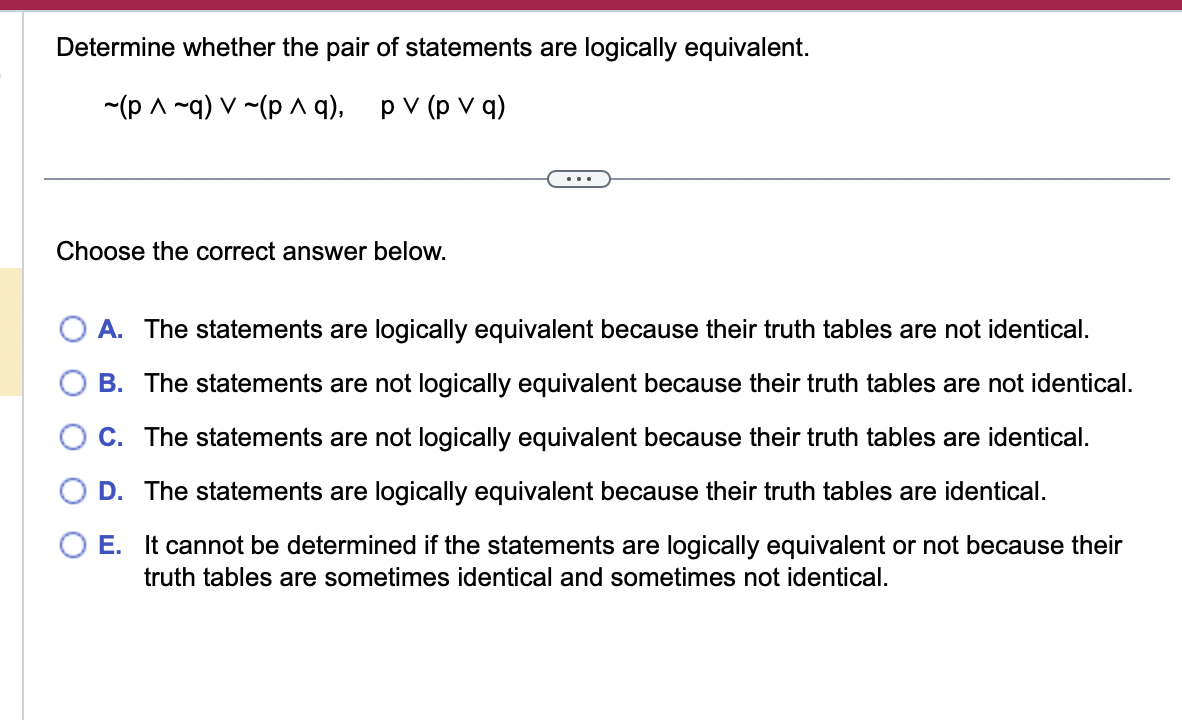 Solved Determine whether the pair of statements are | Chegg.com