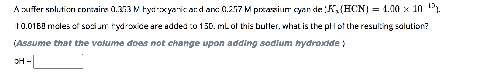 Solved A buffer solution contains 0.353M hydrocyanic acid | Chegg.com