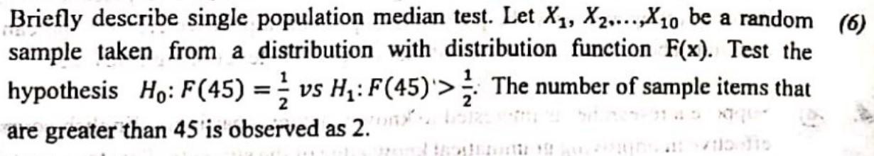 Briefly describe single population median test. Let | Chegg.com