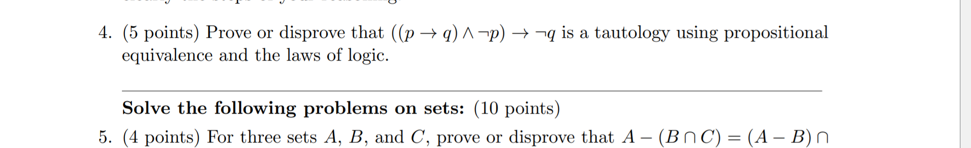 Solved 4. (5 points) Prove or disprove that ((p + q) 4-p) +- | Chegg.com