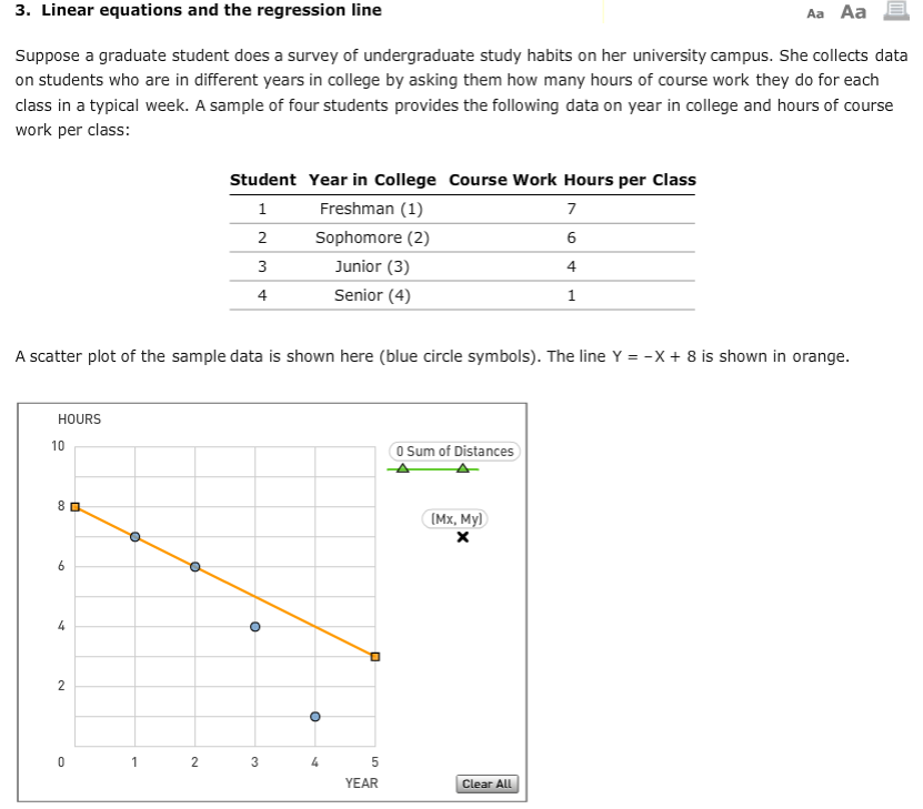 Solved 3. Linear equations and the regression line Aa Aa E | Chegg.com