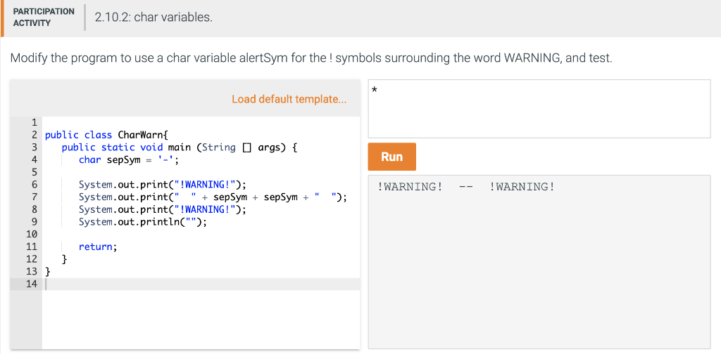 Solved Modify The Program To Use A Char Variable Alertsym