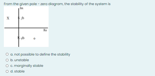 Solved From the given pole - zero diagram, the stability of | Chegg.com