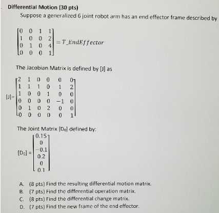 Differential Motion (30 pts) Suppose a generalized | Chegg.com