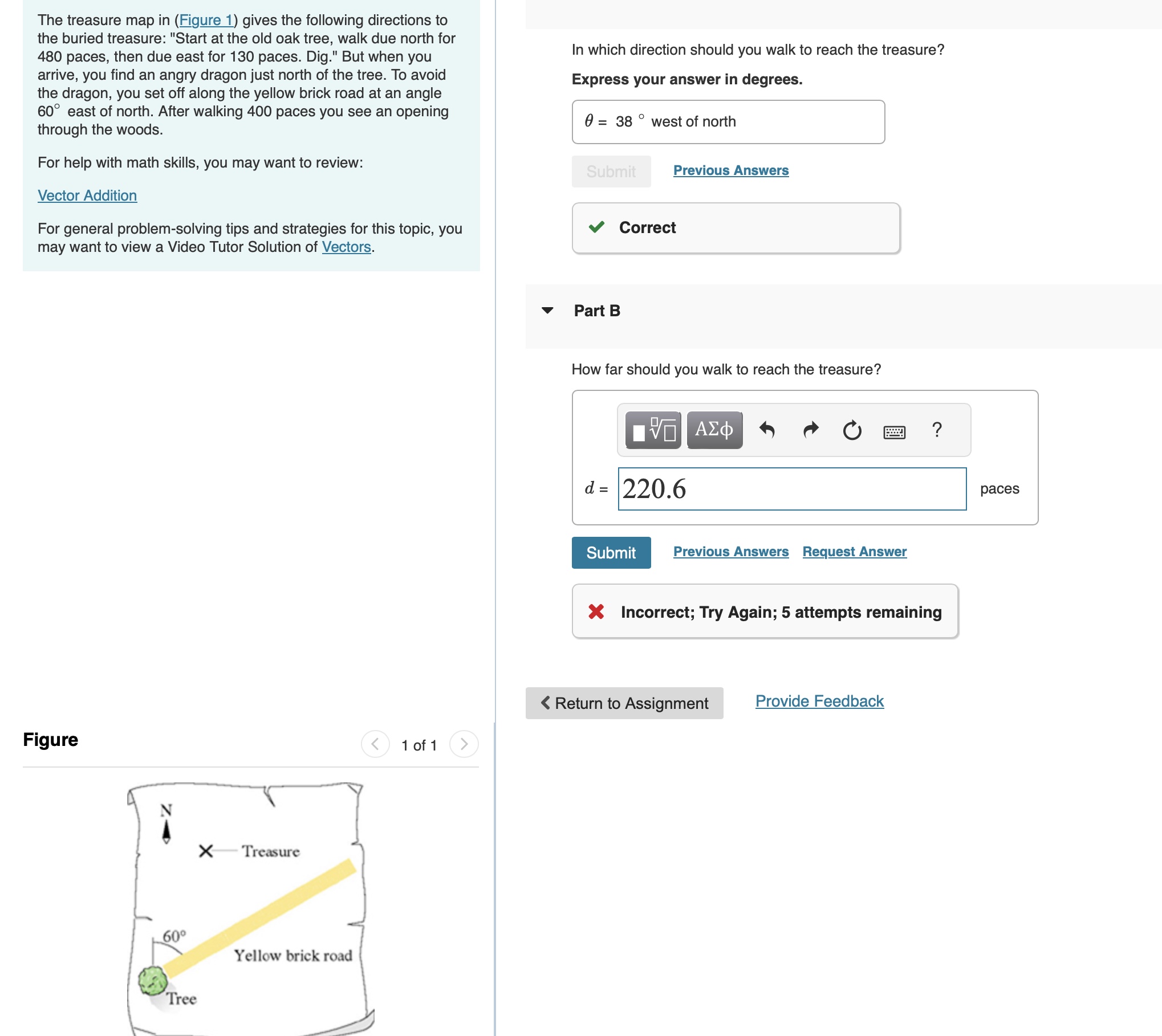 Solved The treasure map in (Figure 1) ﻿gives the following | Chegg.com