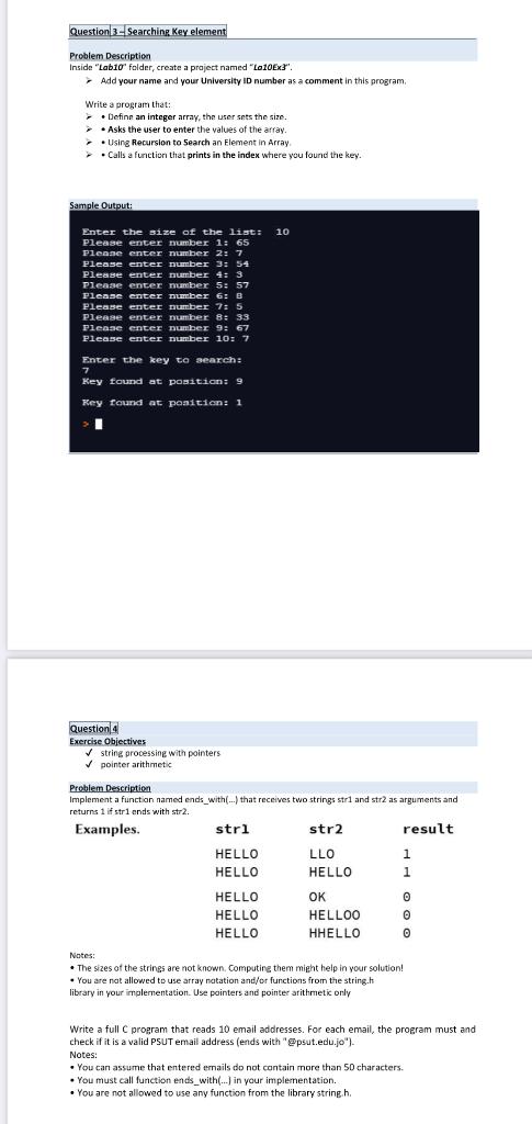 Solved Question 3-Searching Key element Problem Description | Chegg.com