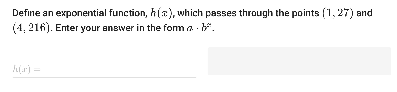 Solved Define an exponential function, h(x), which passes | Chegg.com