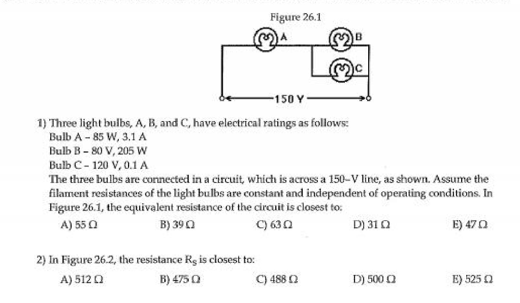 Solved Figure 26.1 A. 1) Three light bulbs, A, B, and C, | Chegg.com