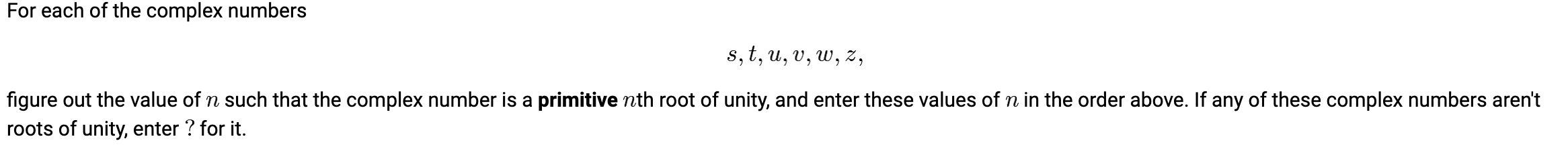 Solved Consider the complex numbers s,t,u,v,w,z in the | Chegg.com