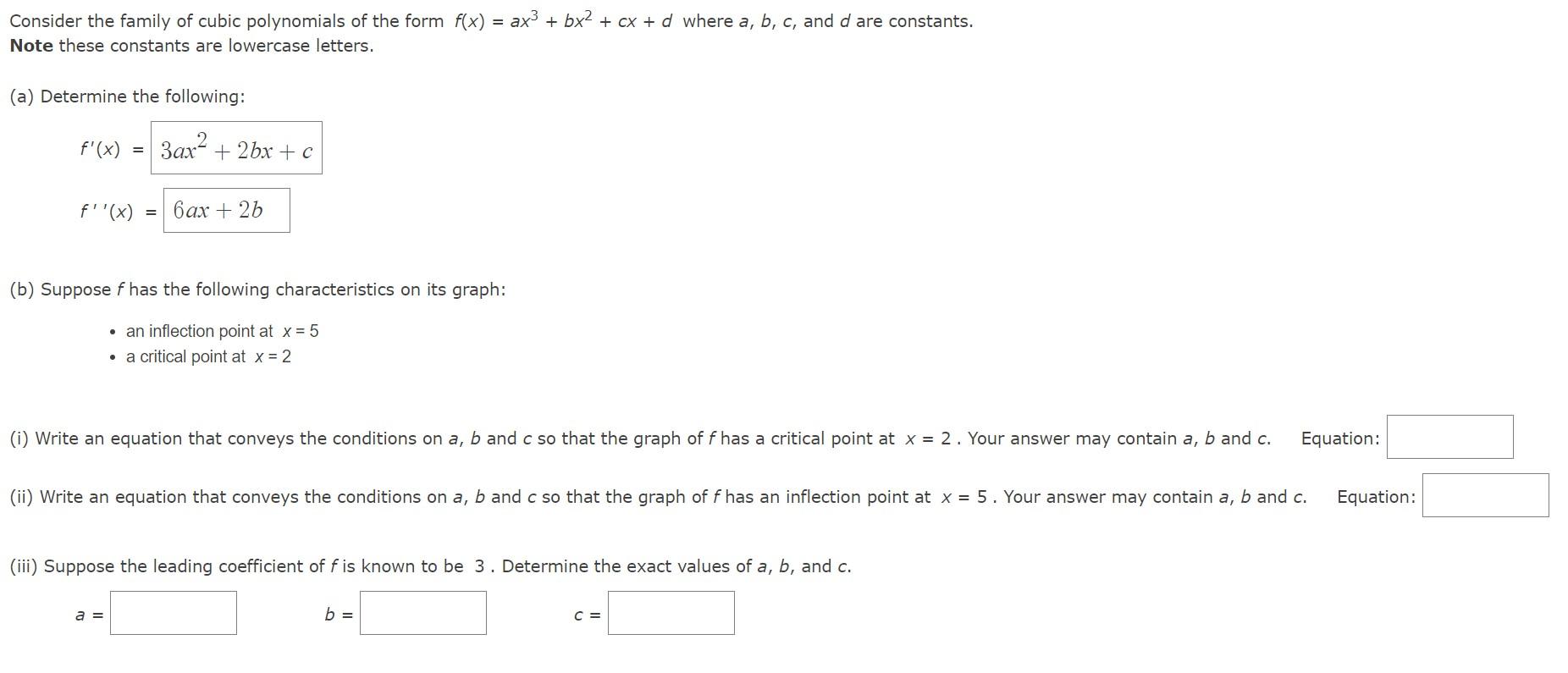 Solved Consider the family of cubic polynomials of the form | Chegg.com