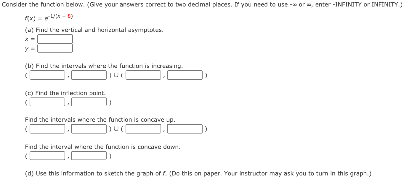Solved Consider the function below. (Give your answers | Chegg.com