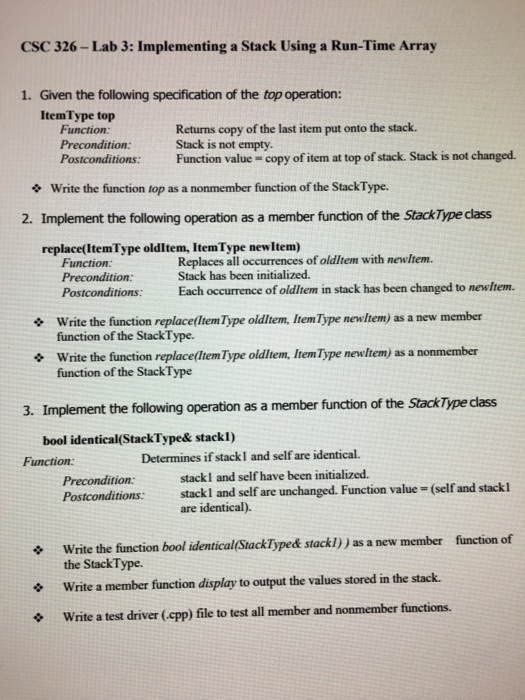 Solved Csc 326 Lab 3 Implementing A Stack Using A Run Time 
