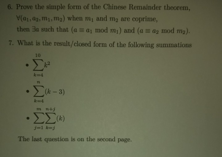 Solved 6. Prove the simple form of the Chinese Remainder | Chegg.com