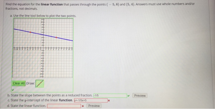 Solved Find the equation for the linear function that passes | Chegg.com