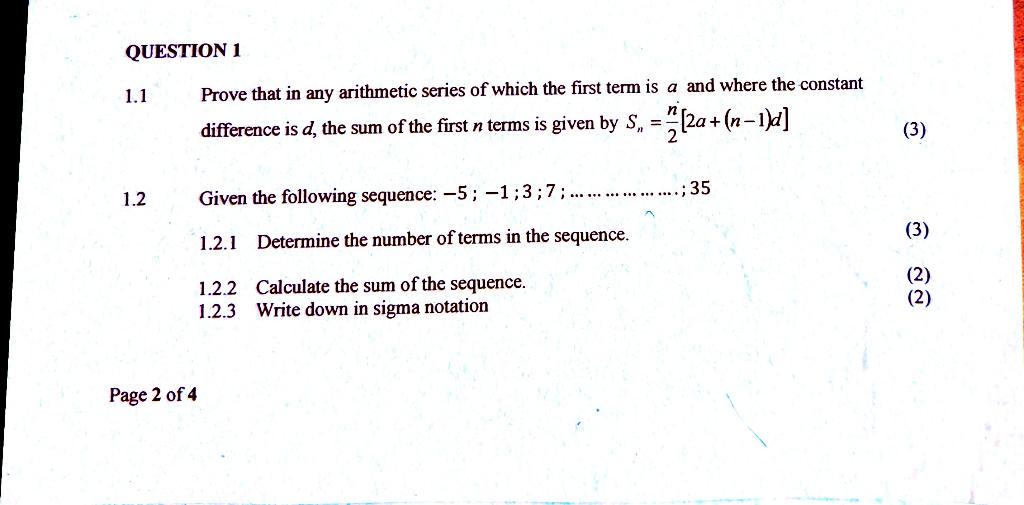 Solved QUESTION 1 1.1 Prove that in any arithmetic series of | Chegg.com